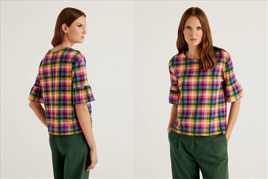 Benetton bluza od pamuka i lana m
