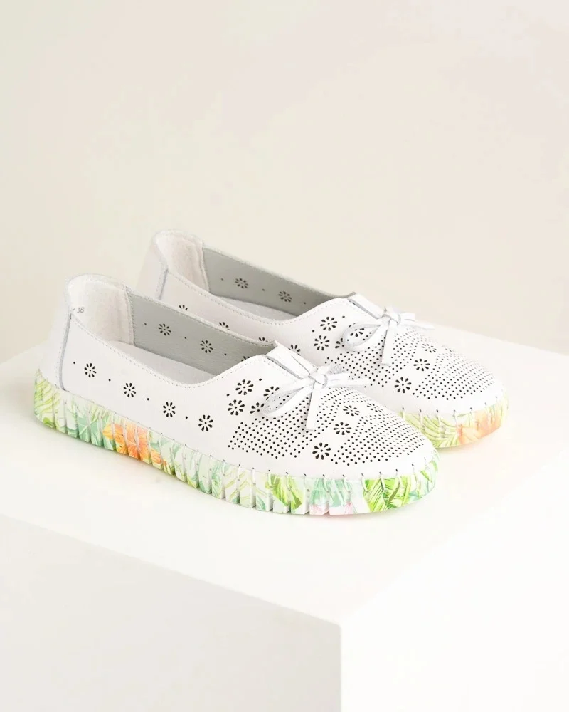 Kožne ženske espadrile 25187 bele
