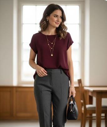 Only elegantna bordo bluza sa zipom