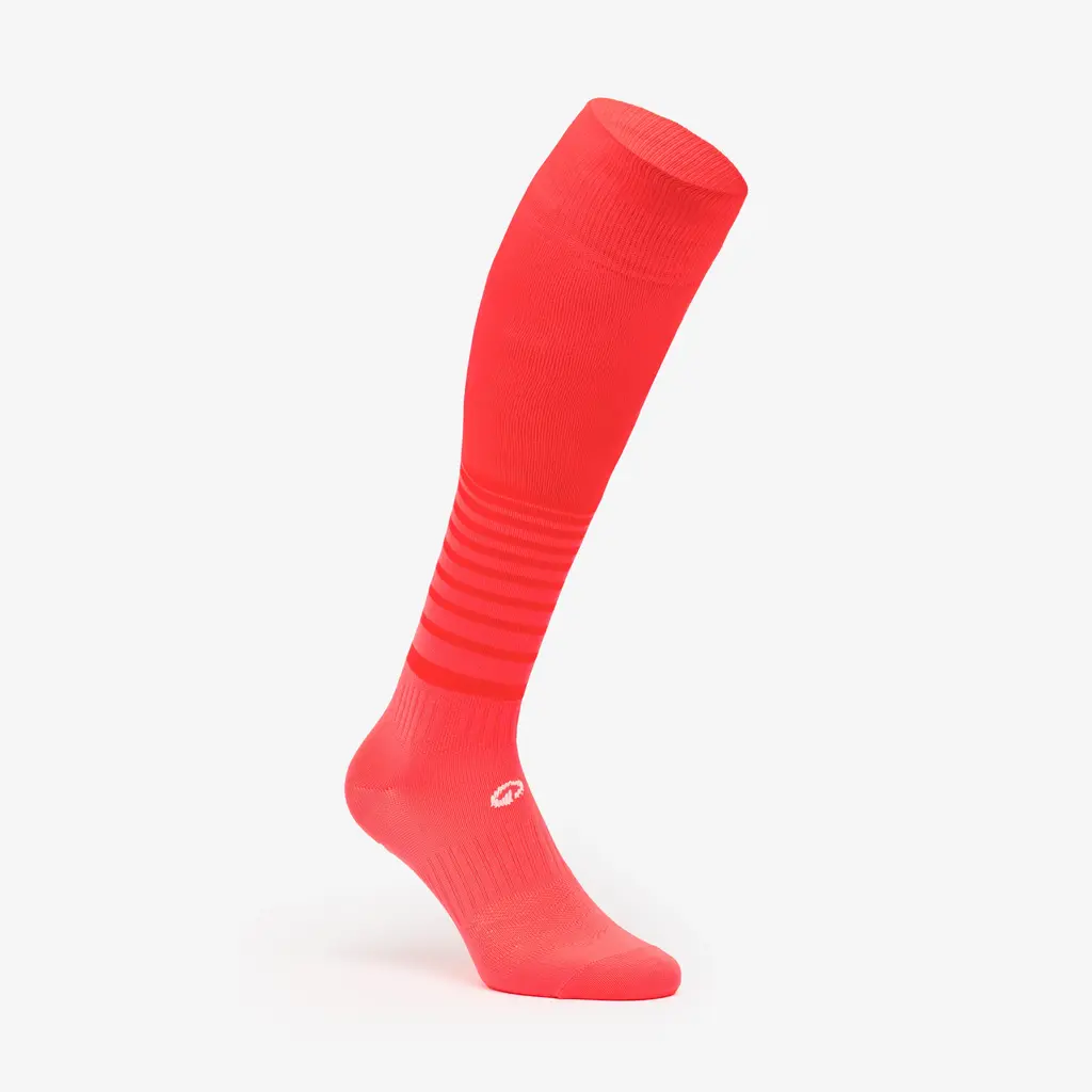 Neon roze čarape za fudbal za odrasle VIRALTO STRIPEY