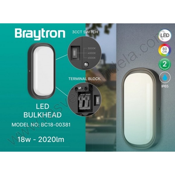 Brodska LED lampa 18W 3CCT IP65 crna BULKHEAD