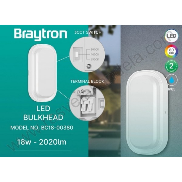 Brodska LED lampa 18W 3CCT IP65 bela BULKHEAD