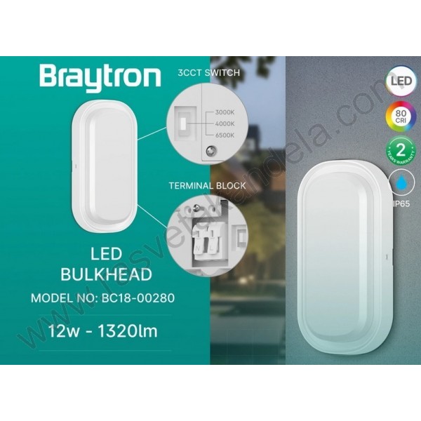 Brodska LED lampa 12W 3CCT IP65 bela BULKHEAD