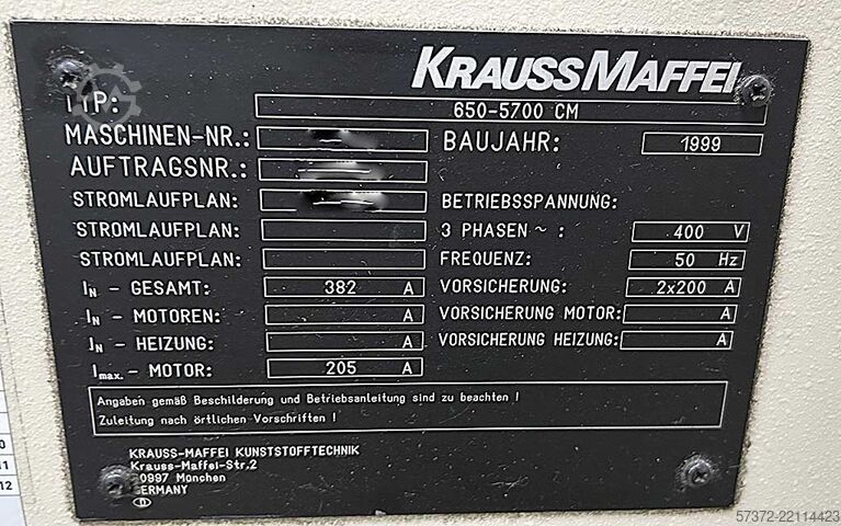 Mašina za brizganje plastike
Krauss Maffei 650-5700 CM