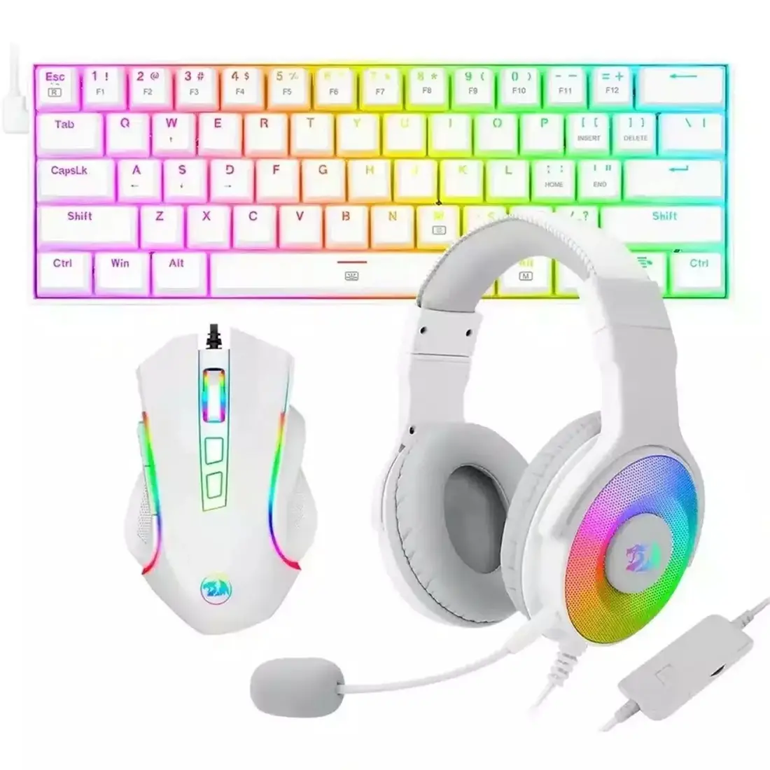 Redragon Tastatura K630W, Miš Griffin M607W i Slušalice Pandora H350W, Beli
