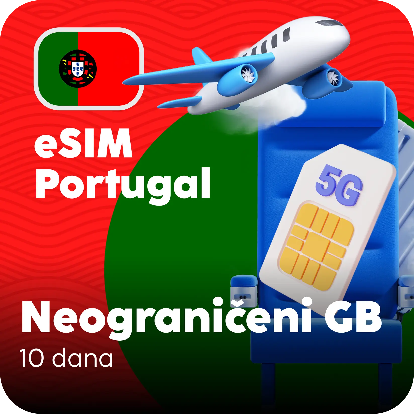 Portugalija eSIM kartica - Neograničena količina prepaid mobilnih podataka za 10 dana