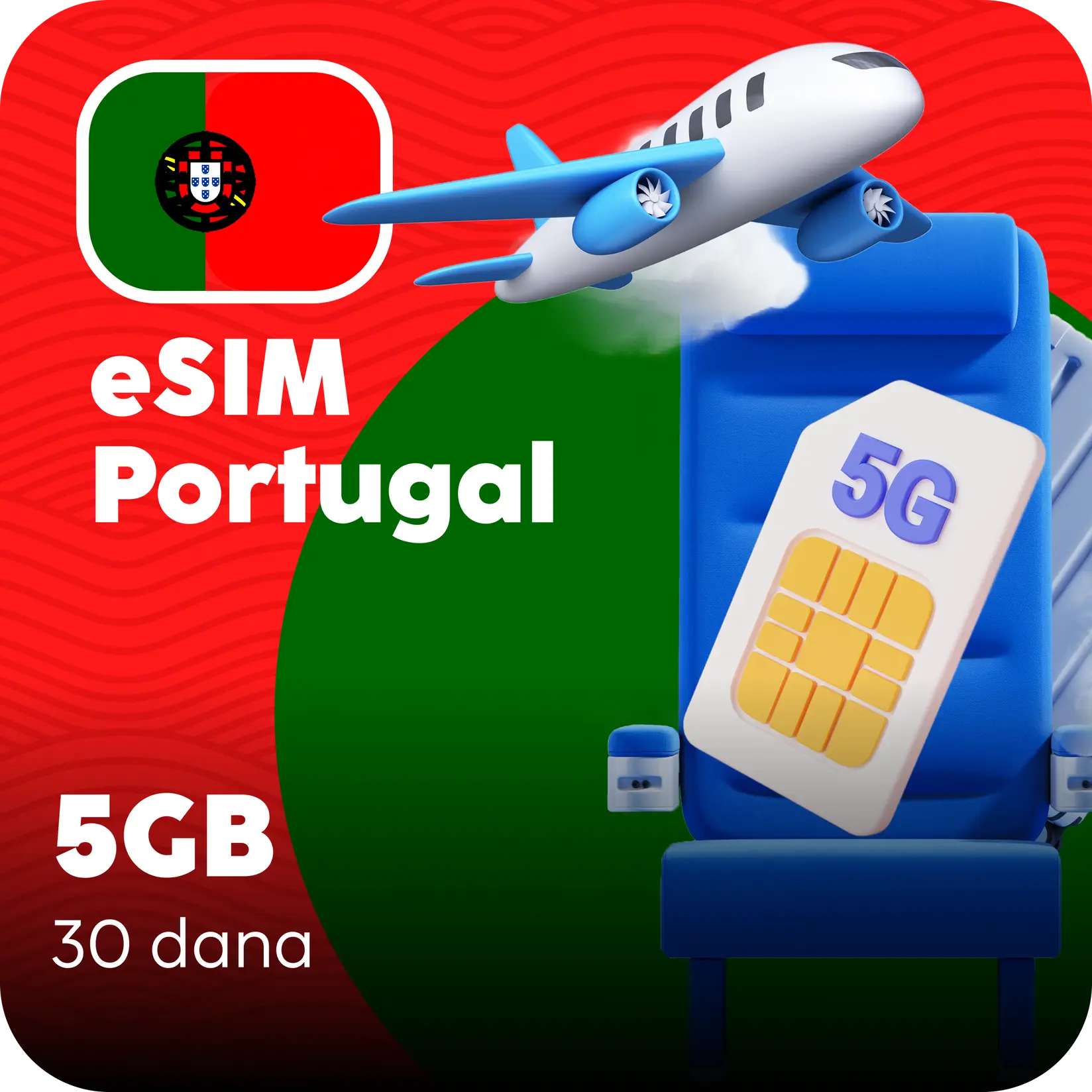 Portugalija eSIM kartica - 5GB prepaid mobilnih podataka za 30 dana
