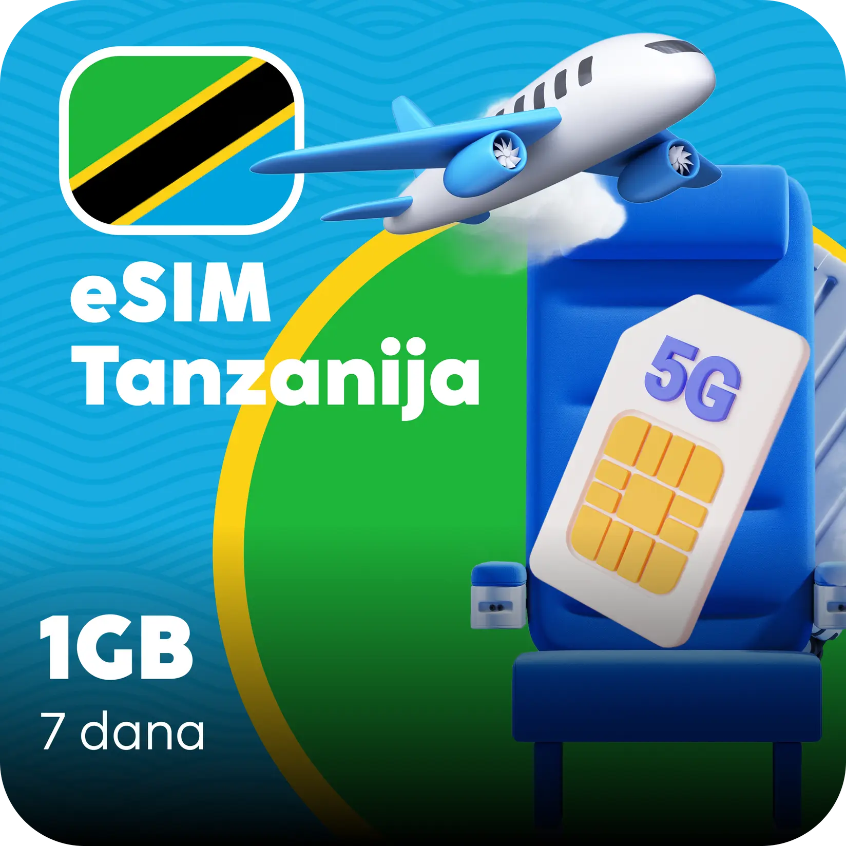 Tanzanija eSIM kartica - 1GB prepaid mobilnih podataka za 7 dana
