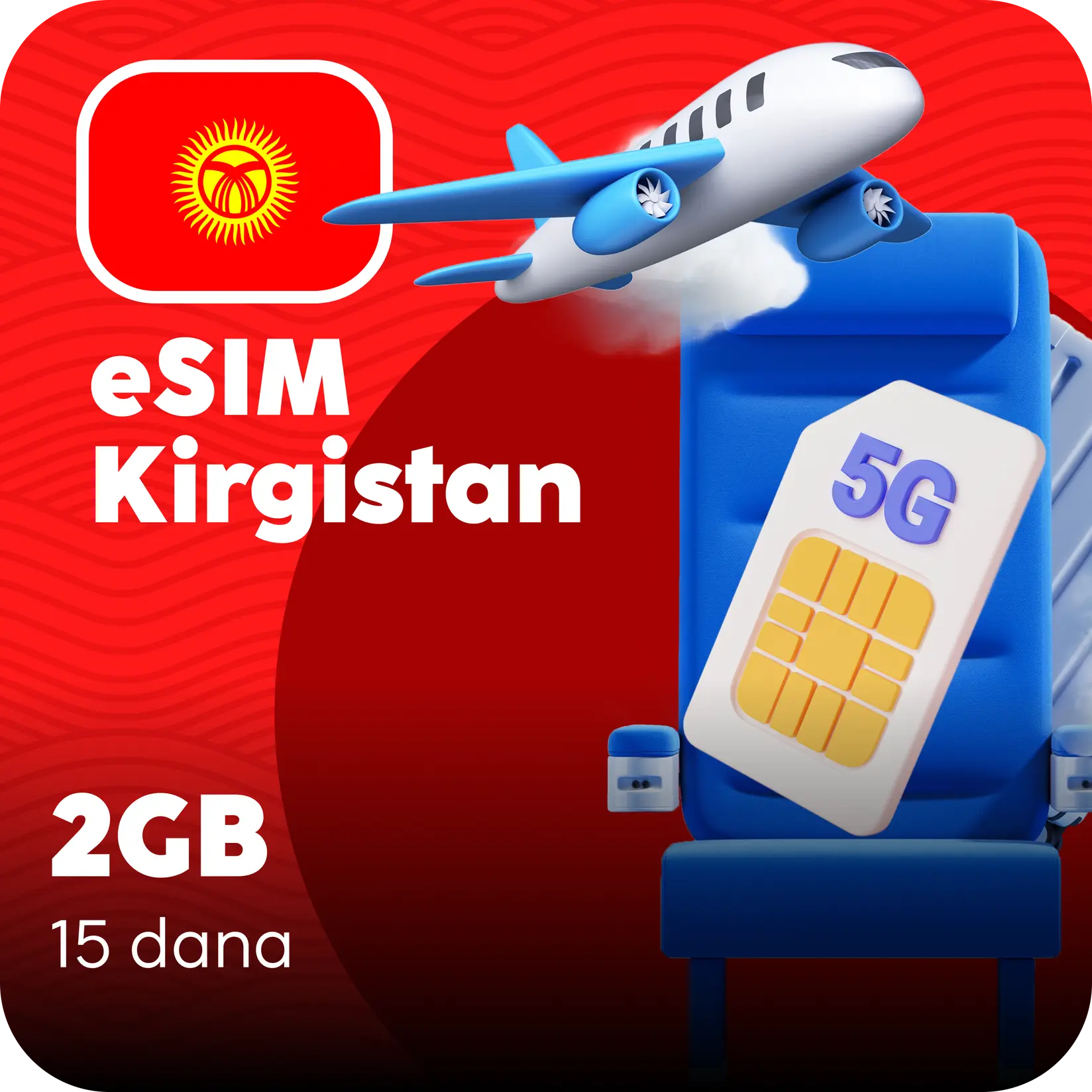 Kirgistan eSIM kartica - 2GB prepaid mobilnih podataka za 15 dana