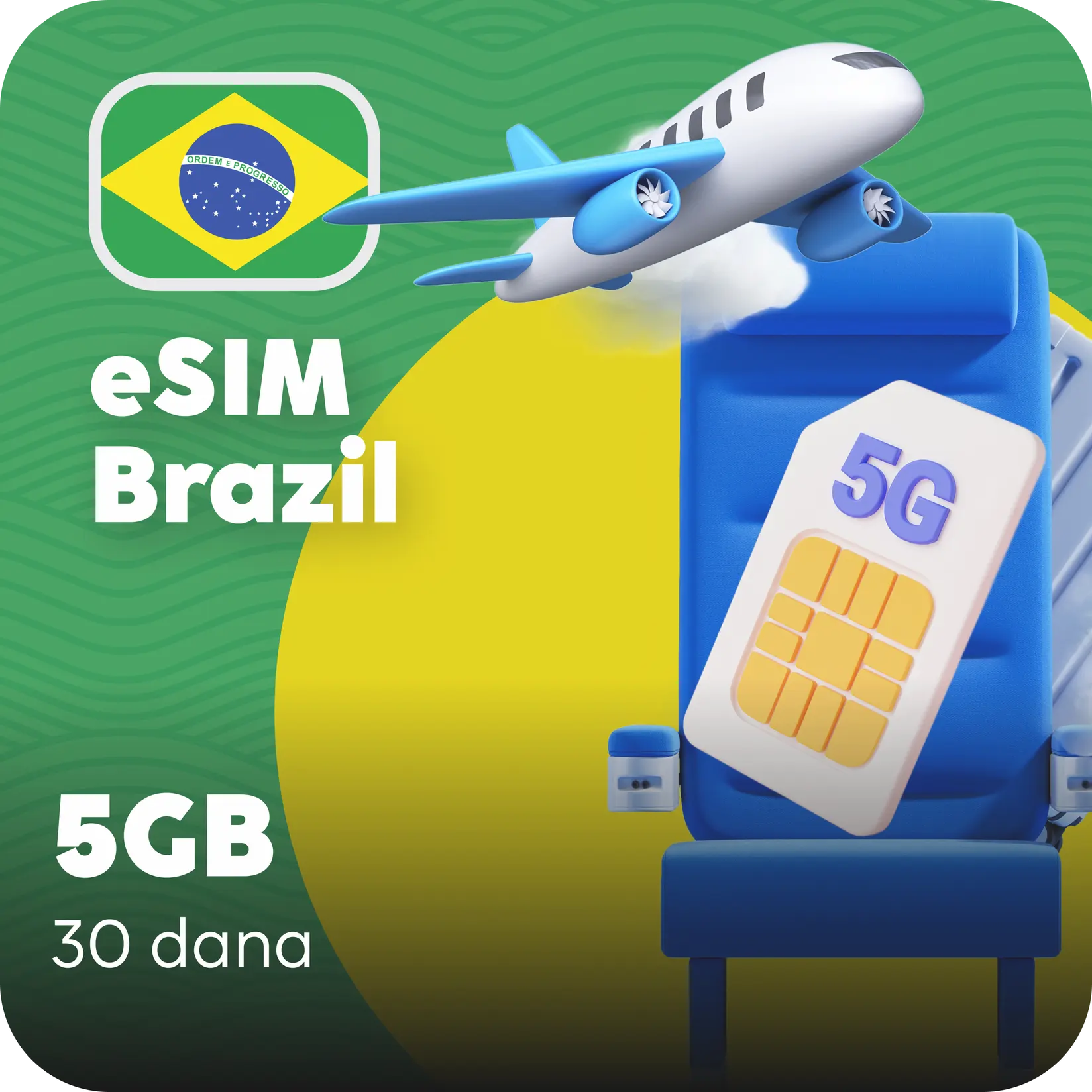 Brazil eSIM kartica - 5GB prepaid mobilnih podataka za 30 dana