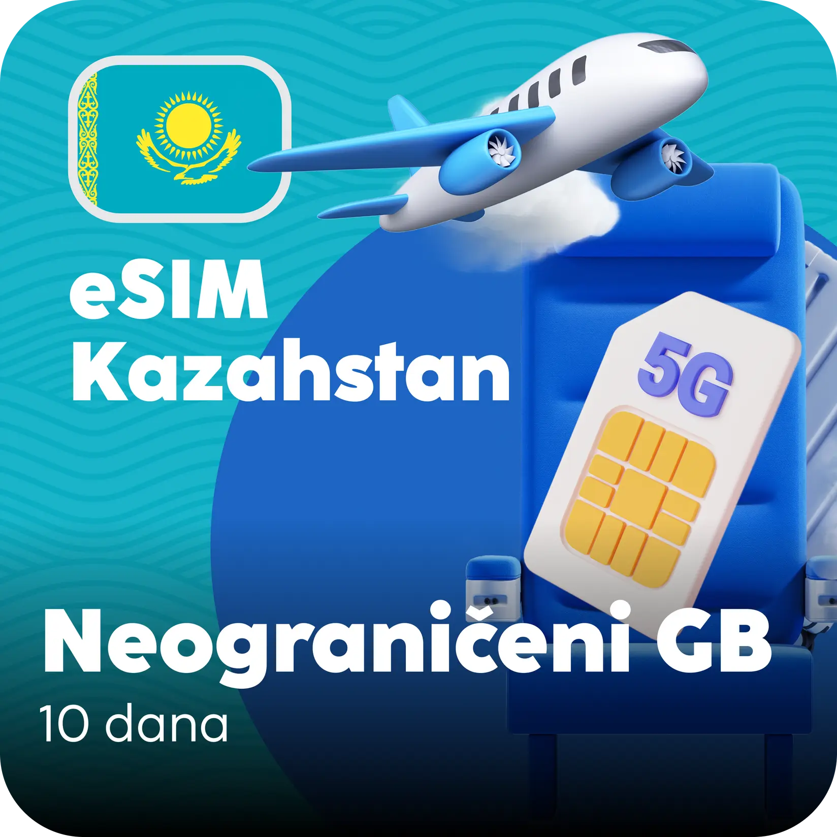 Kazahstan eSIM kartica - Neograničena količina prepaid mobilnih podataka za 10 dana