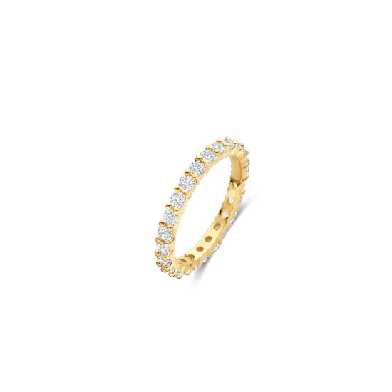 TI SENTO 12371ZY/56 prsten Eternity Tennis Hand-set White Zirconia 2,5mm Sterling Silver 925 Yellow Gold Plated Veličina 56
