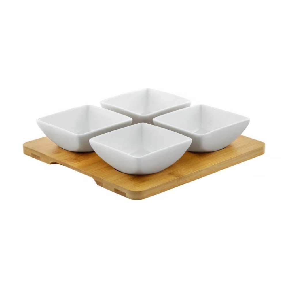 Dajar DJ45577 porcelanski set 4 četvrtaste činije sa daskom od bambusaID: EK000712959