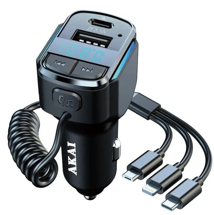 AKAI FM transmiter za auto sa tri vrste punjenja FMT-32BT, Crni