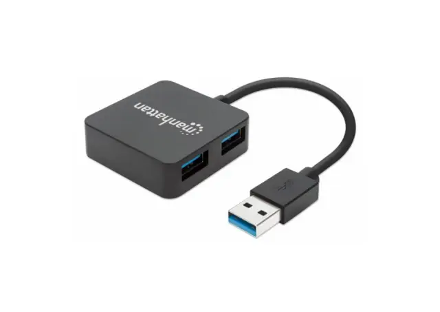 MANHATTAN USB HUB 4port 162296 3.2 G1/5Gbps/Crni