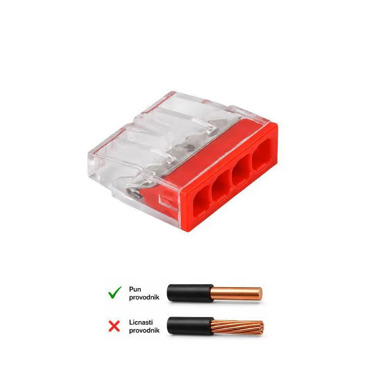 Ubodna klemna 4P, 450V/24A, 0.5-2.5 mm² — pak. 20 kom