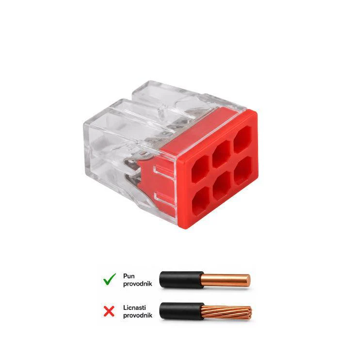 Ubodna klemna 6P, 450V/24A, 0.5-2.5 mm² — pak. 20 kom