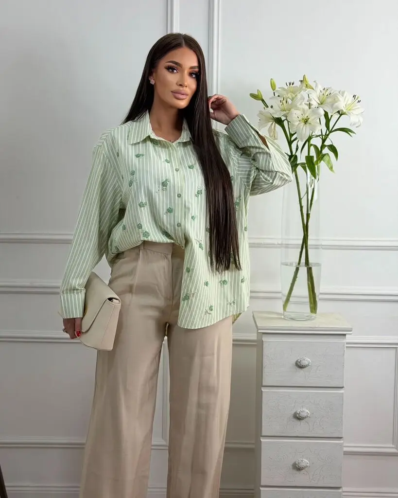 Squareonline Ženska košulja Green Bloom, Svetlozelena