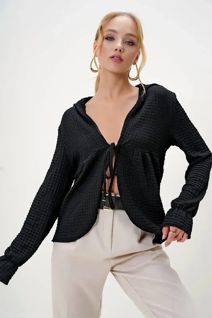 Trend Alacati Stili Ženska bluza dugih rukava Alc-X13123, Crna