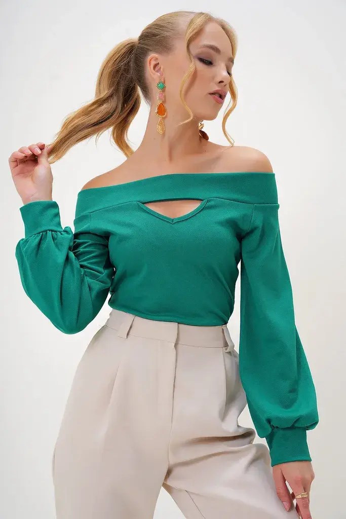Trend Alacati Stili Ženska bluza dugih rukava Alc-X12948, Zelena