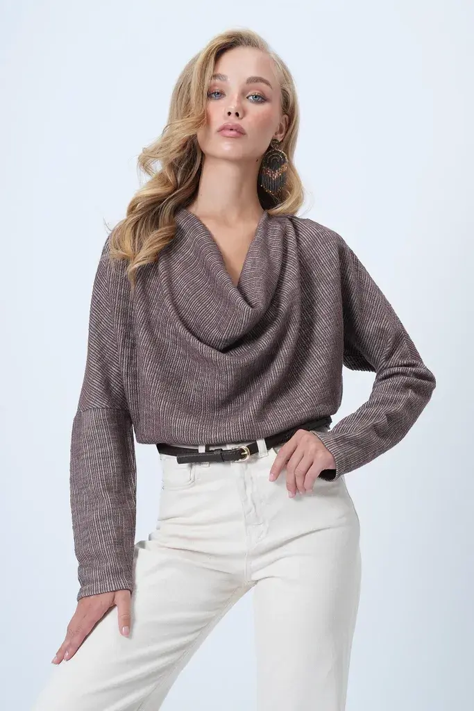 Trend Alacati Stili Ženska bluza dugih rukava Alc-X13126, Smeđa