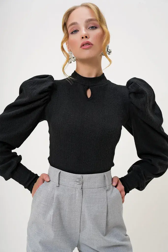 Trend Alacati Stili Ženska bluza dugih rukava Alc-X13069, Crna