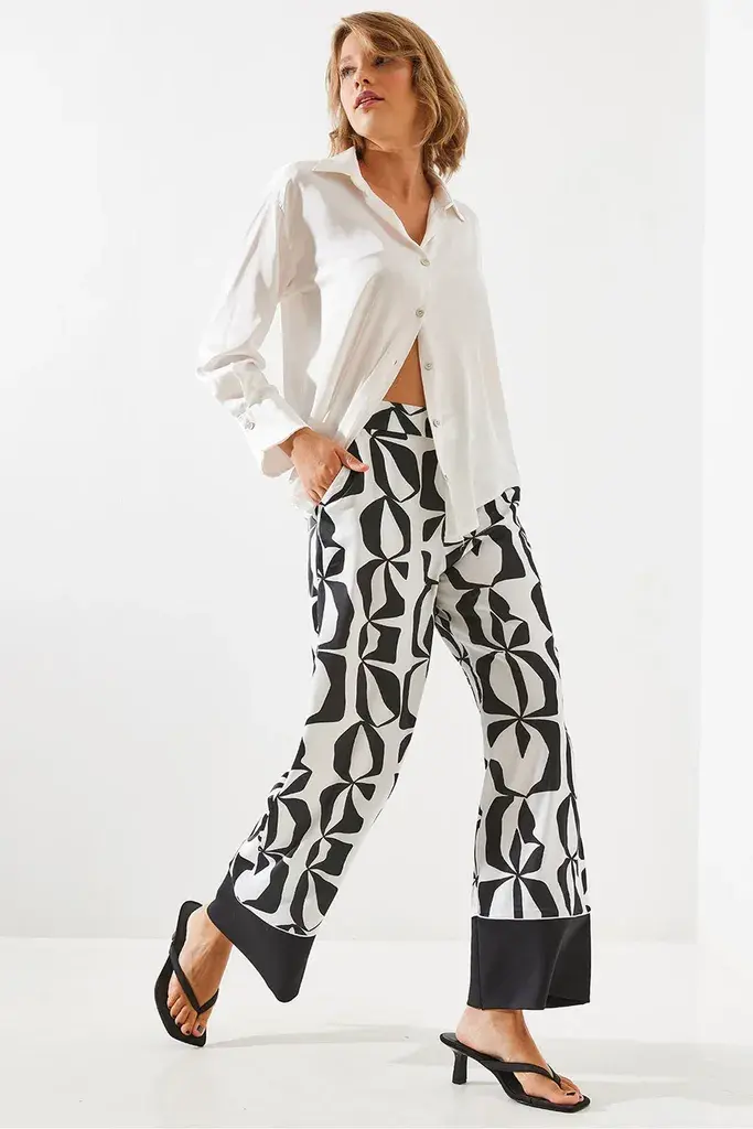 Bianco Lucci ženske pantalone Mbms005 60501005, Široke nogavice, Crne