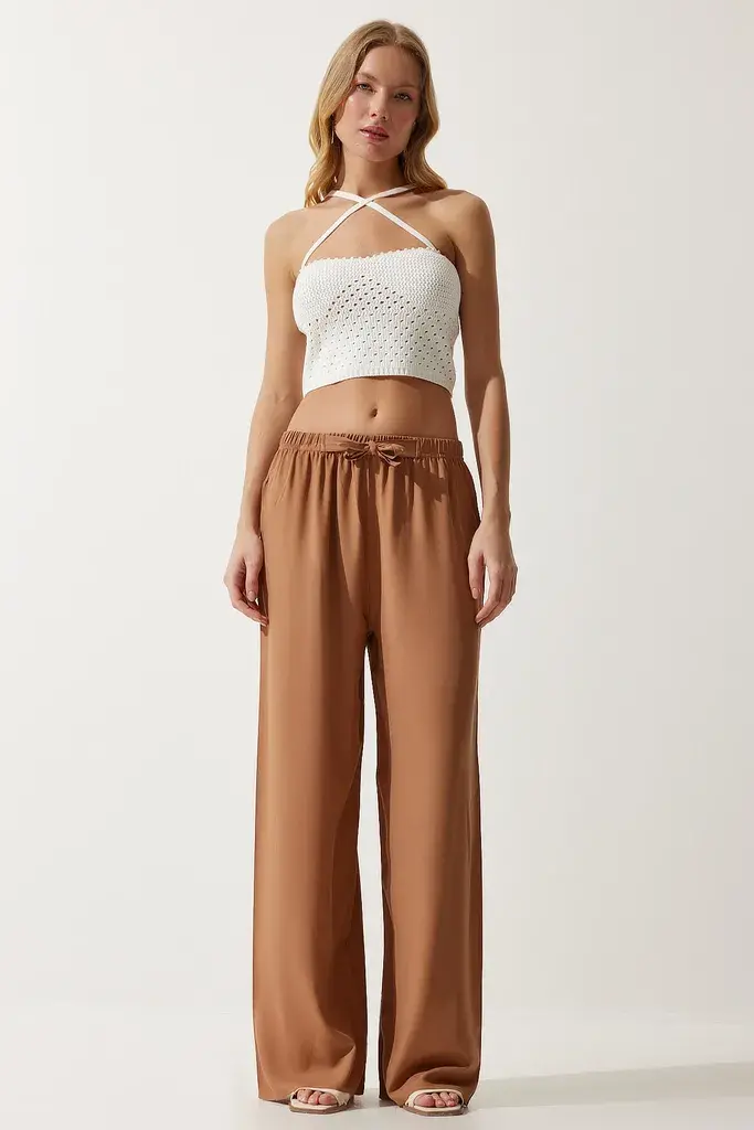 Happiness Istanbul Ženske Biskvit Letnje Viskoza Regular fit Pantalone EN00610, Biskvit / Bež