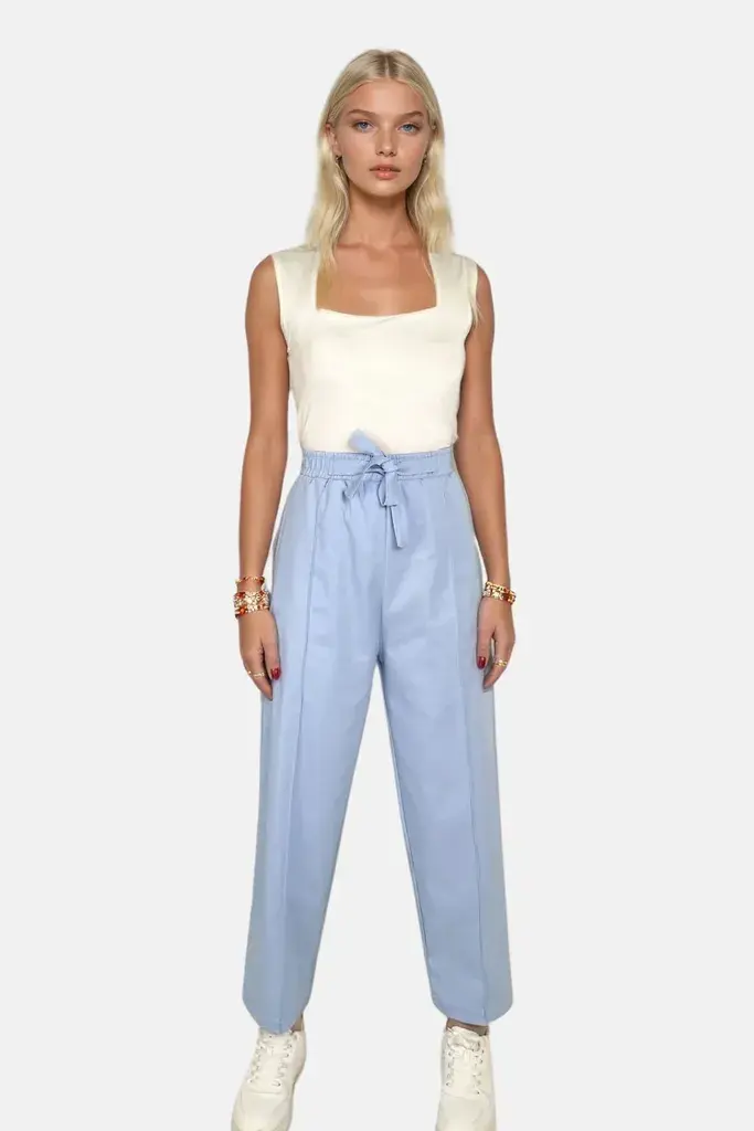 Trend Alacati Stili Ženske pantalone Alc-X13775, Široke nogavice, Plave