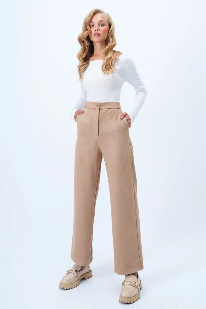 Trend Alacati Stili Ženske pantalone Alc-X14406, Bež
