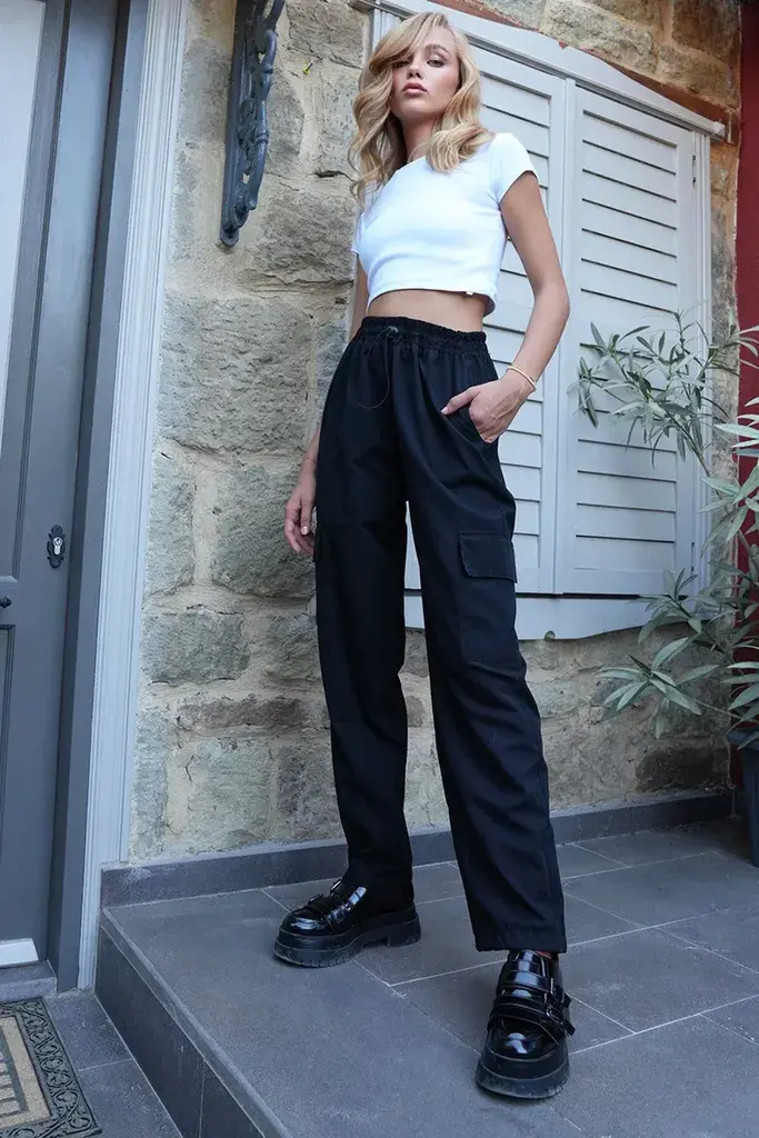 Trend Alacati Stili Ženske pantalone Alc-X14459, Crne