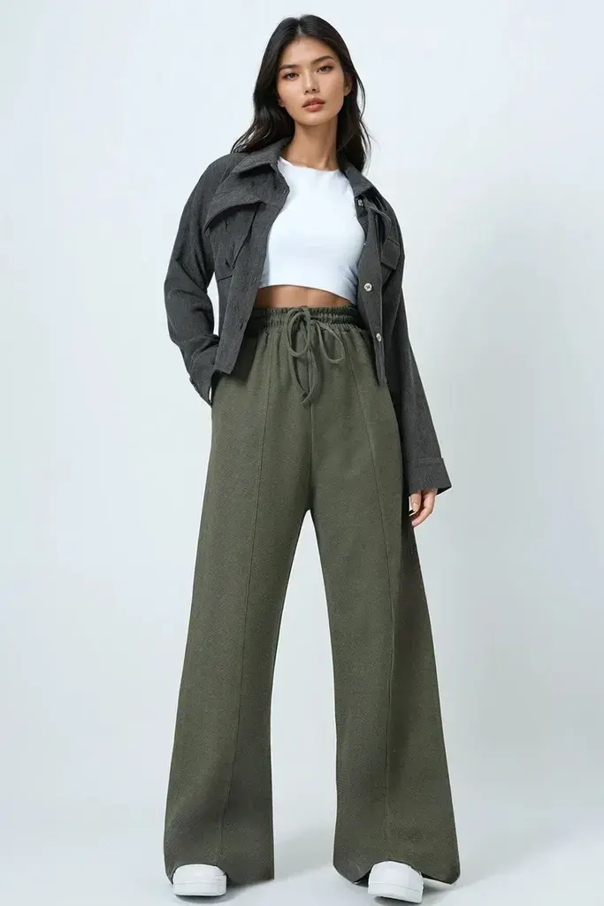 Trend Alacati Stili Ženske pantalone Alc-X14549, Zelene