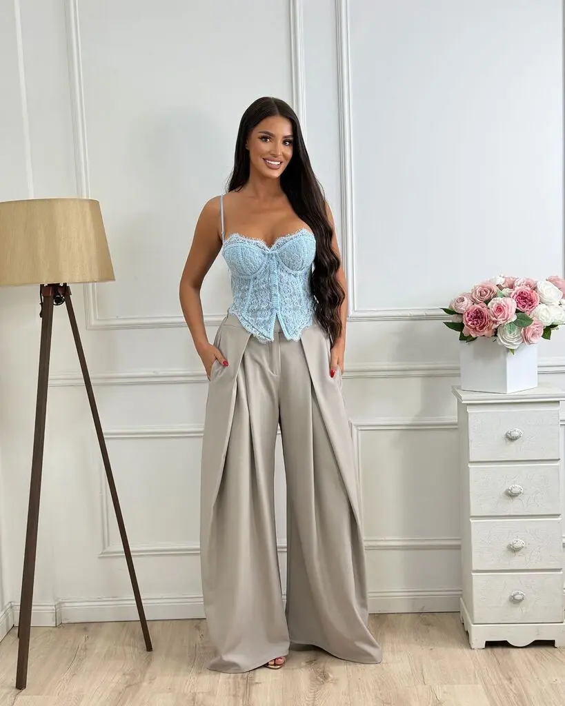 Squareonline Ženske pantaloneGrey Classic Flow, Sive