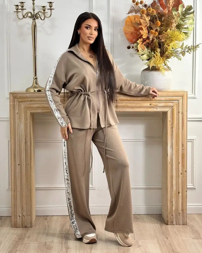 Squareonline Ženska komplet trenerka Mocha Sparkle, Braon