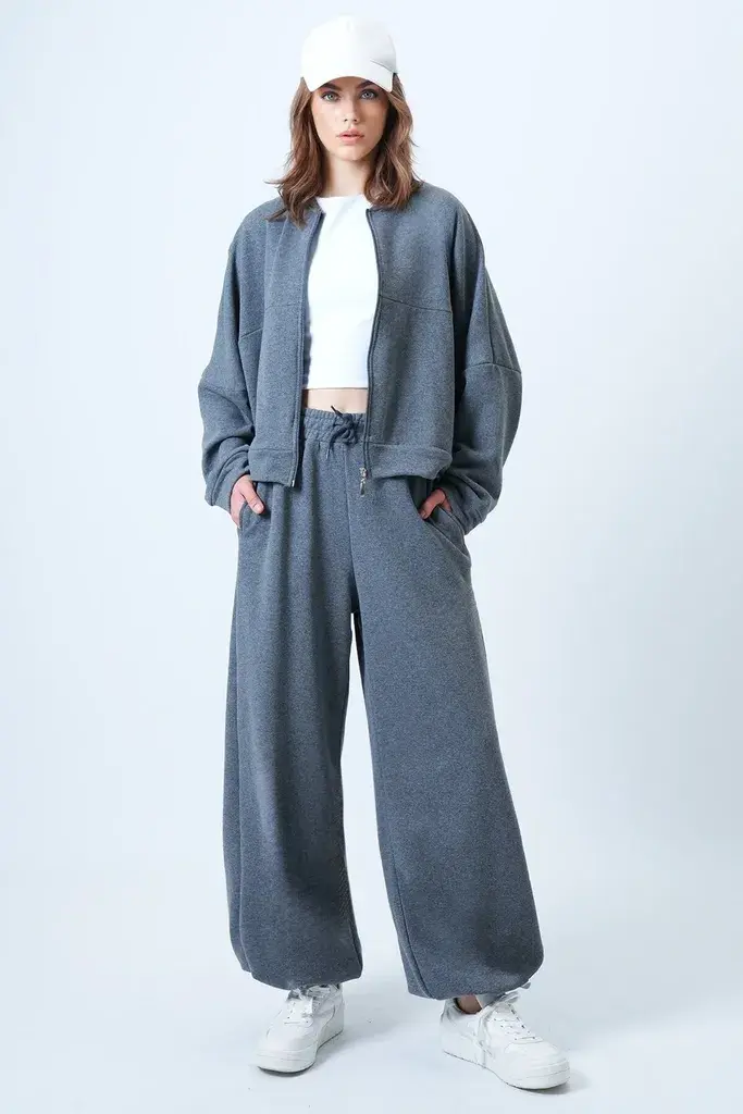 Trend Alacati Stili Ženske antracit oversajz džoger trenerka pantalone Alc-X14610, Antracit / Siva