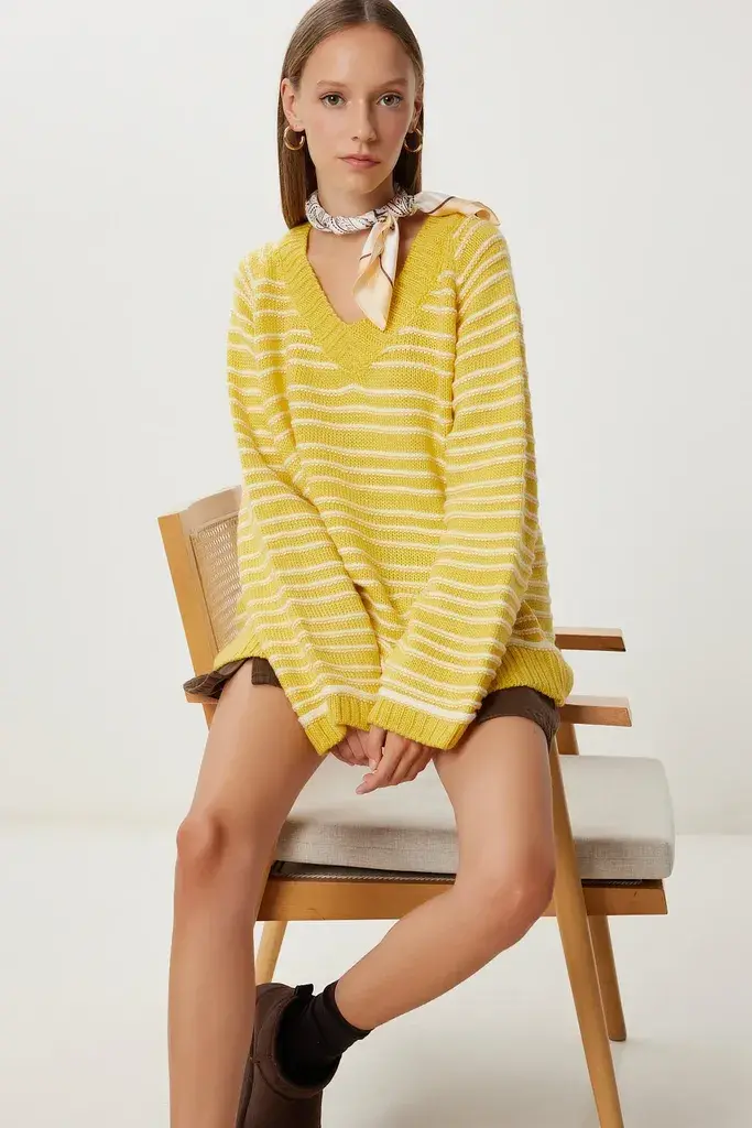 Happiness Istanbul Ženski džemper Nv00077, Žuti