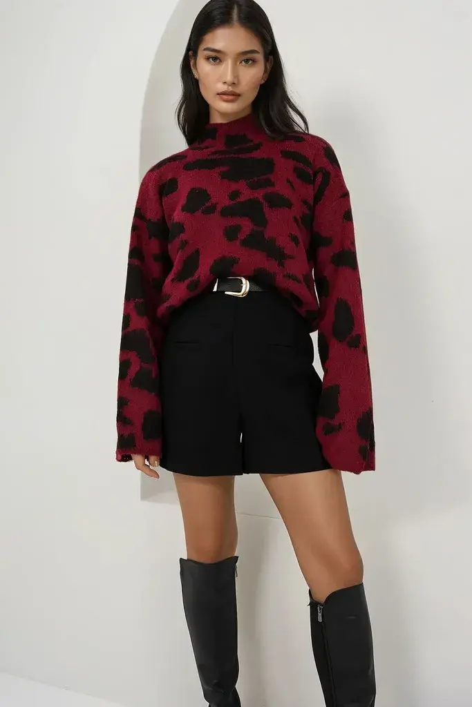 Trend Alacati Stili Ženski džemper Alc-X14856, Bordo