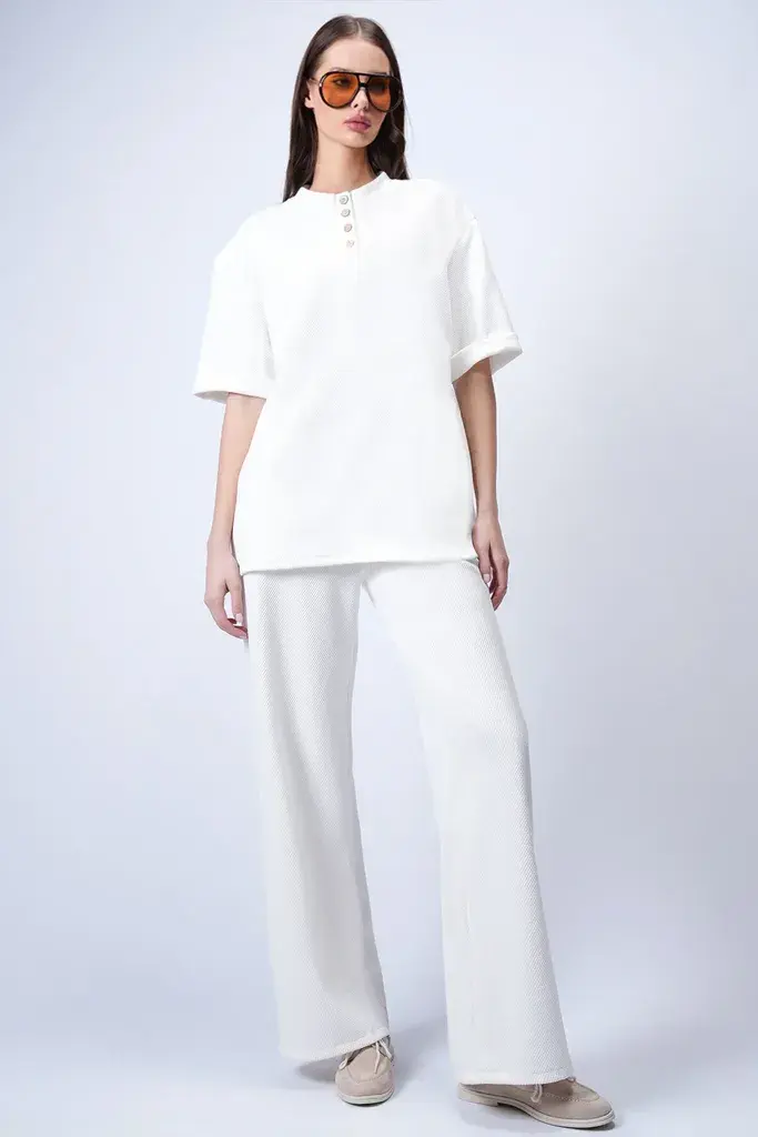 Trend Alacati Stili Ženski komplet bluza i pantalone set ALC-X11487, Beli