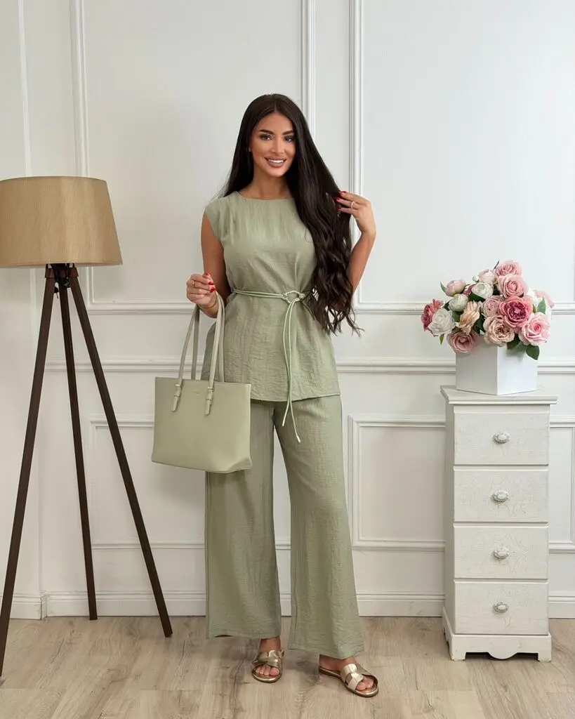 Squareonline Ženski komplet Olive Tie Set, Maslinasti