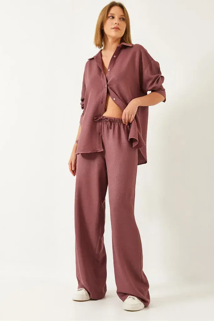 Bianco Lucci Ženski komplet bluza i pantalone 6003 60351296, Ljubičasti