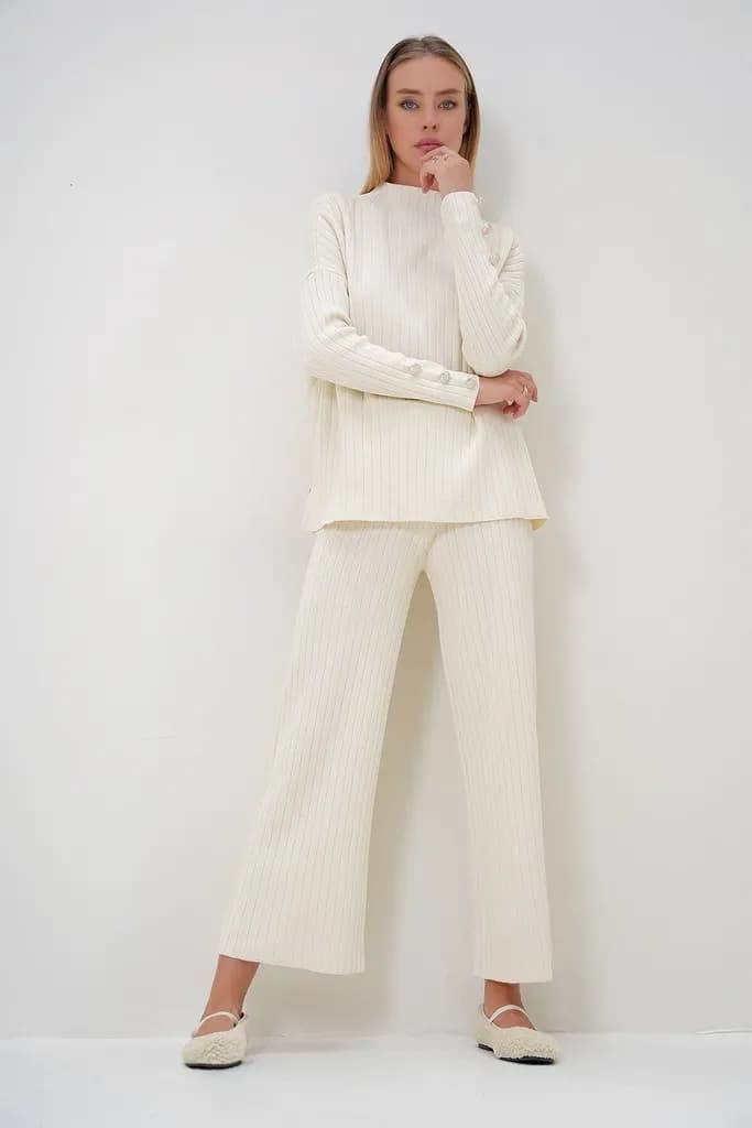 Trend Alacati Stili Ženski komplet bluza i pantalone Alc-X12832, Bež
