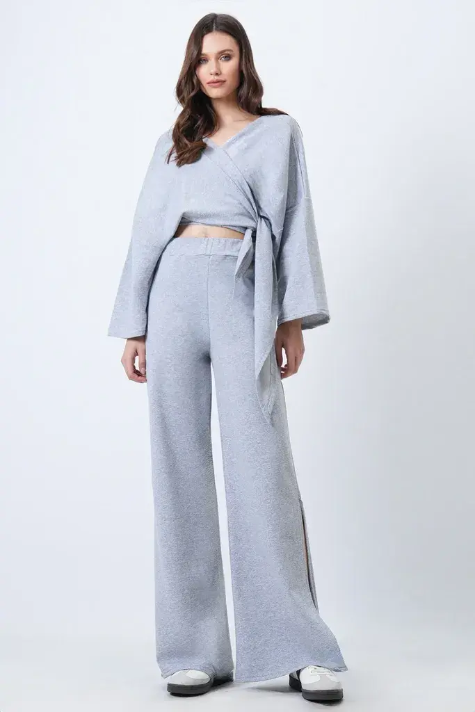 Trend Alacati Stili Ženski komplet bluza i pantalone Alc-X12498, Sivi