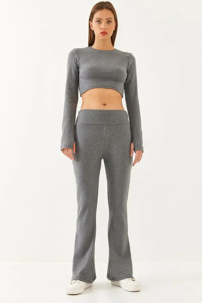Bianco Lucci Ženski komplet top i pantalone 60251909, Sivi