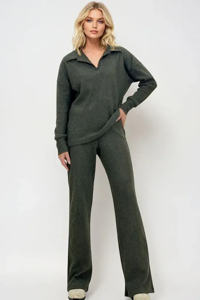 Trend Alacati Stili Ženski komplet duks i pantalone ALC-796-001, Maslinasti