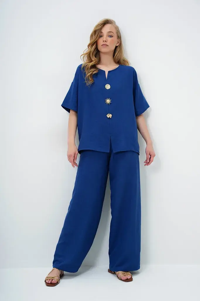 Trend Alacati Stili Ženski komplet bluza i pantalone Alc-X14122, Tamnoplavi