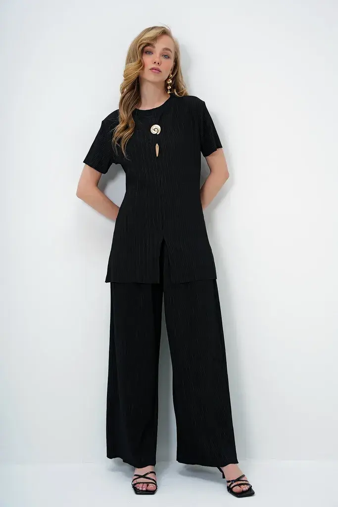 Trend Alacati Stili Ženski komlet bluza i pantalone Alc-X14138, Crni