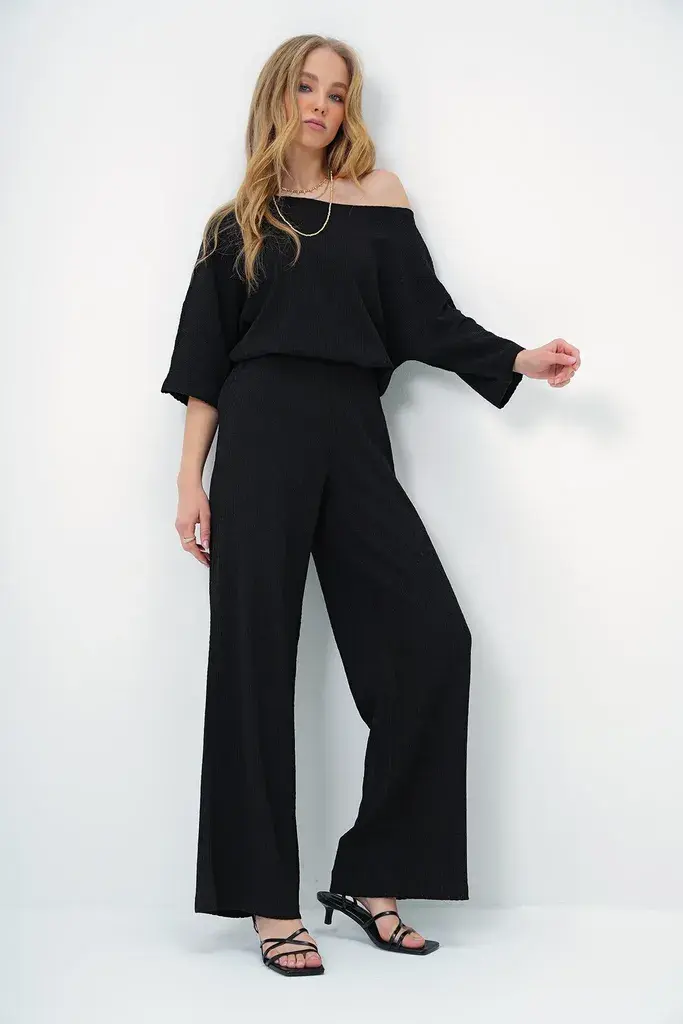 Trend Alacati Stili Ženski komplet bluza i pantalone Alc-X13470, Crni