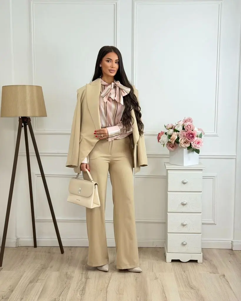 Squareonline Ženski komplet Vanilla Tailored Set, Vanila