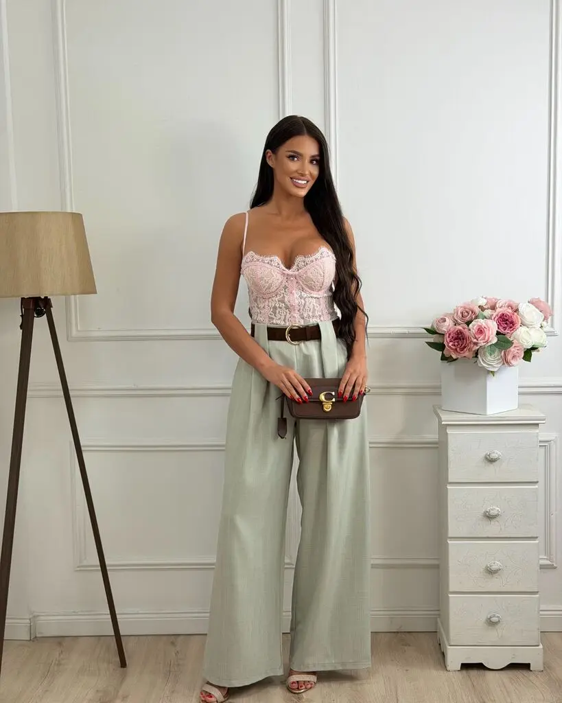 Squareonline Ženski korset Rose Lace Elegance, Roze