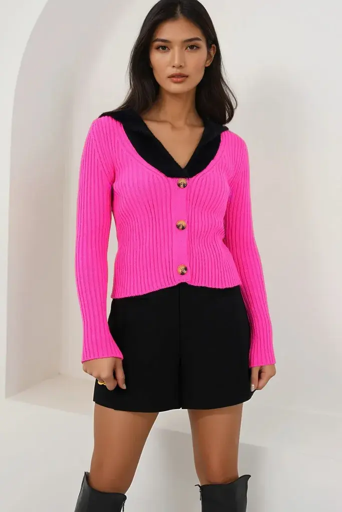 Trend Alacati Stili Ženski kardigan Alc-X14869, Roze